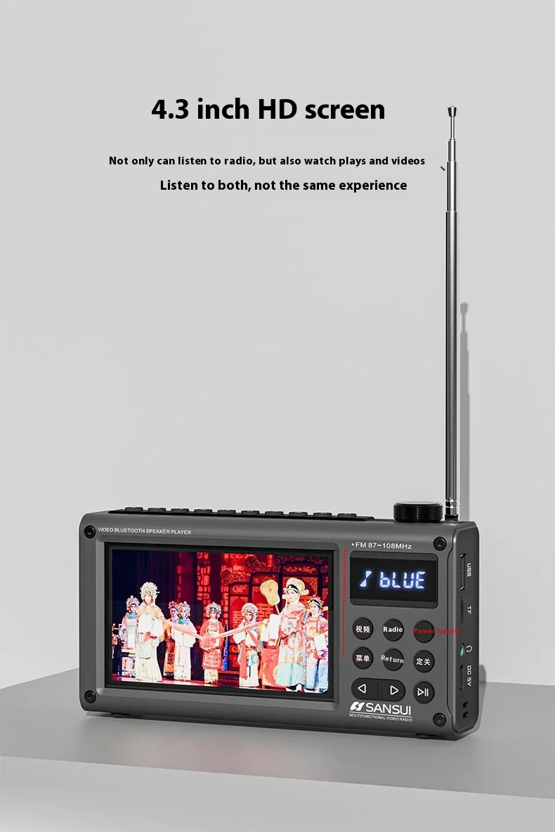 SANSUI F69 Portable Bluetooth FM Radio & Video Player with Dual ...