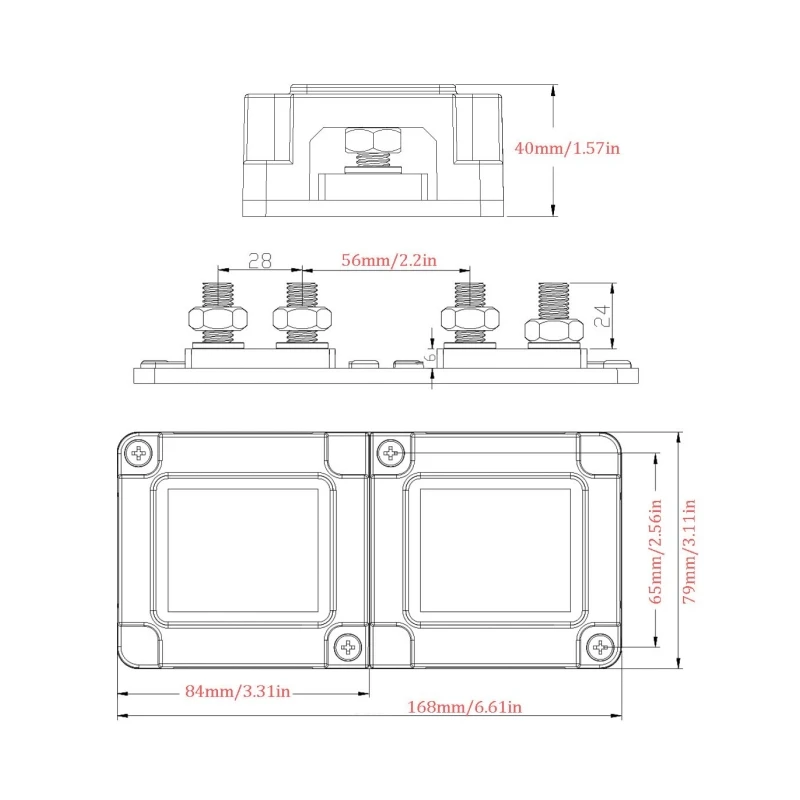 Bus Bar Box 12v- 48v Dc 400 Amp Copper Heavy-duty Module 8 X 3/8" M10 ...