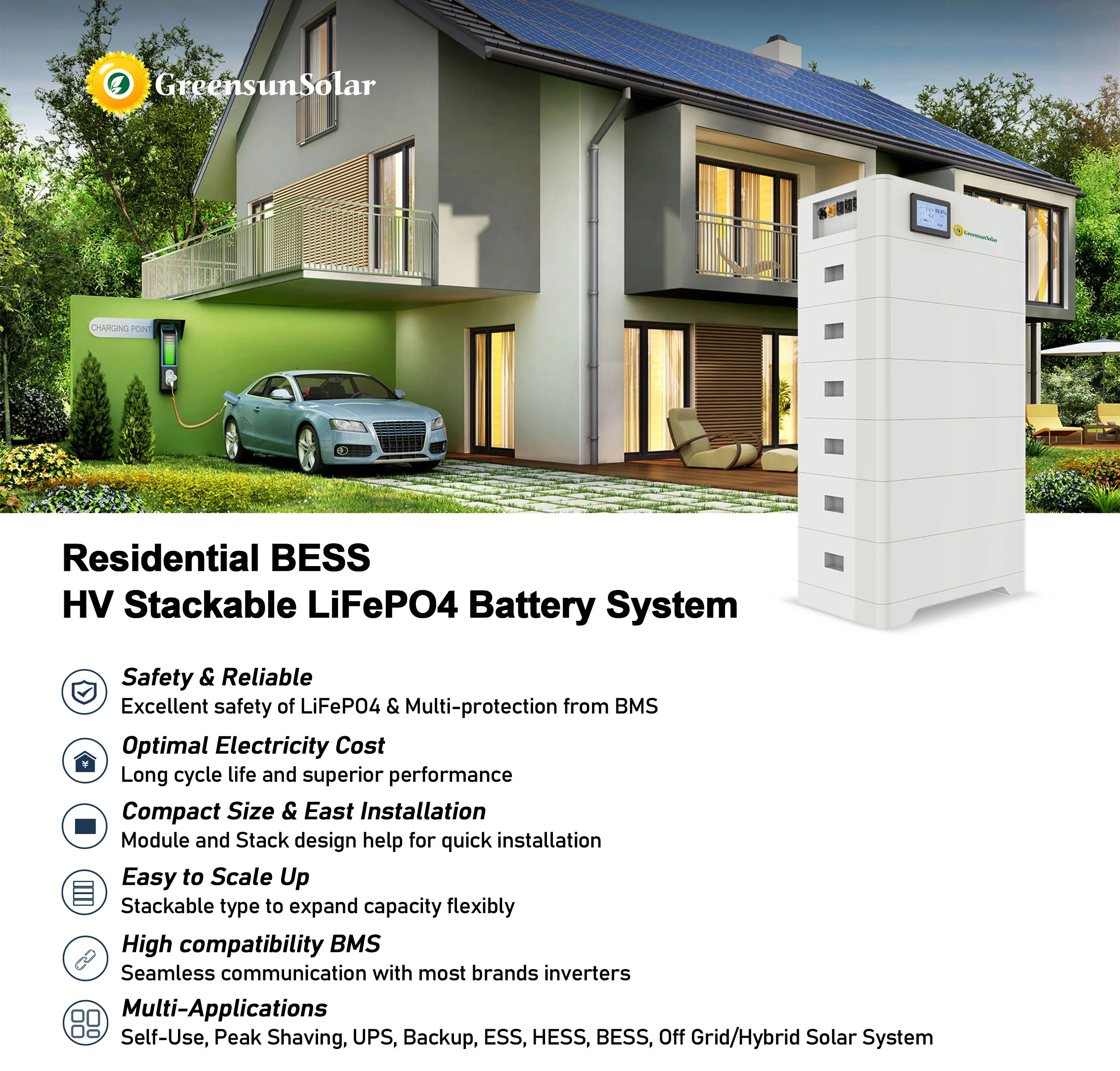 Cheap Stacked Lithium Battery Price 200V-512V for Home Use