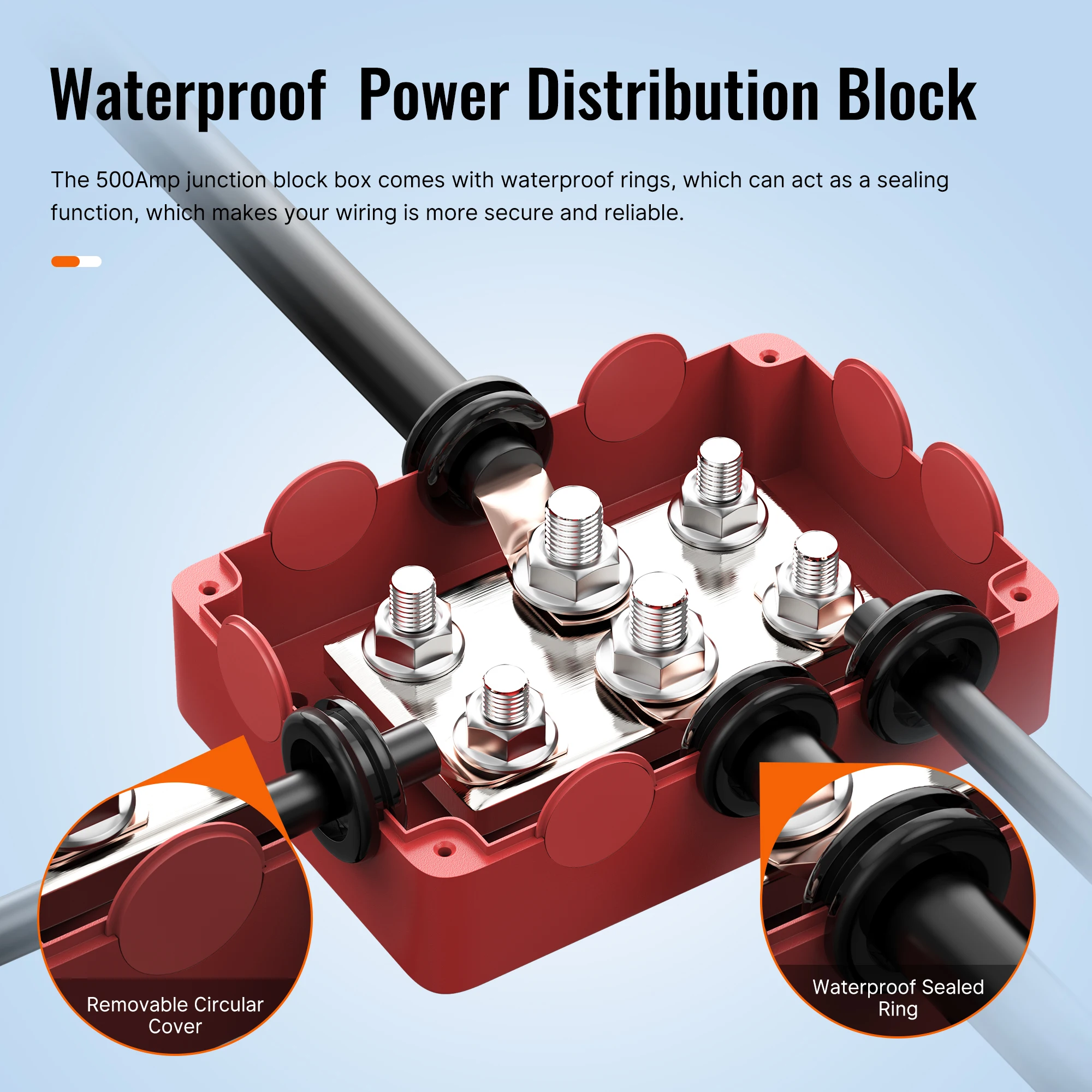 Power Distribution Waterproof Terminal Block 500A Bus Bar Box