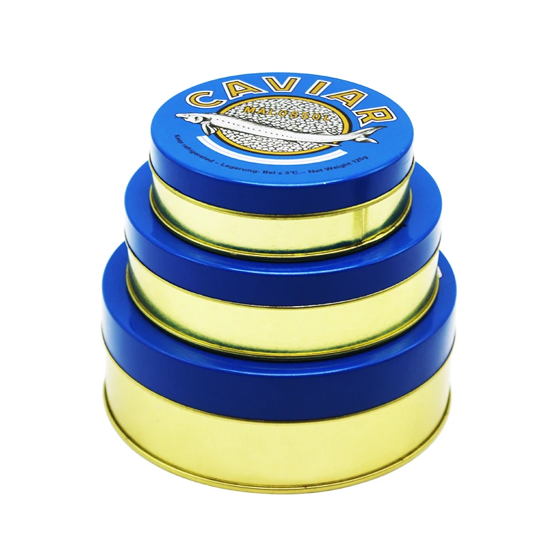 Empty Custom Round Food Safe Caviar Tin Can Packaging Box