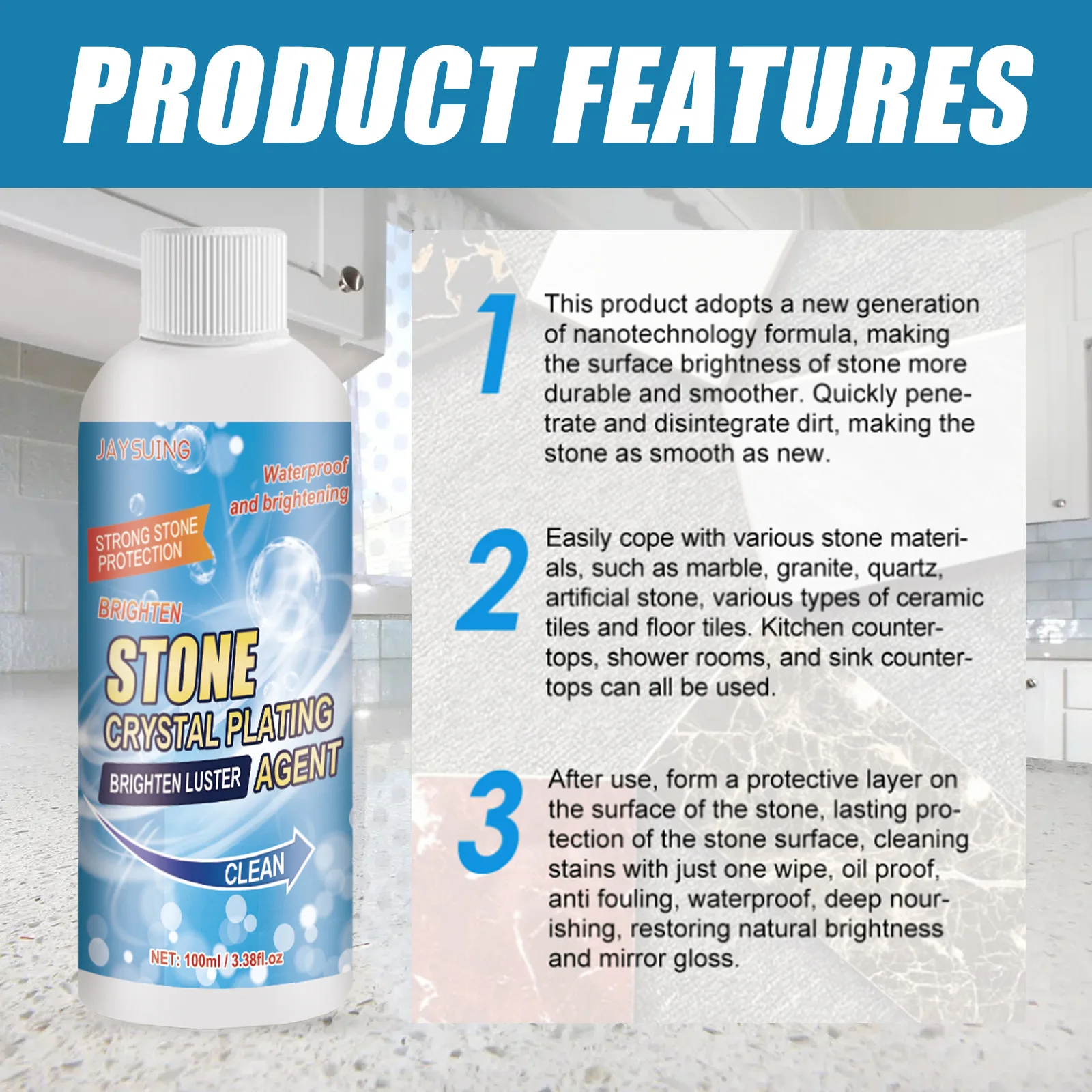 Jaysuing Stone Crystal Plating Agent - Eco-Friendly Cleaning
