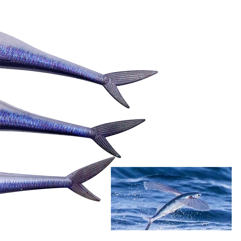 2pc/box 3d Printing Pvc Soft Bait Fork Tail Plastic Flying Fish Fishing ...