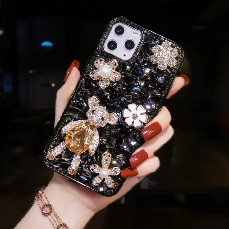 Rhinestone Decor Bear Glitter Diamond Phone Case For Iphone 11 12 13 ...