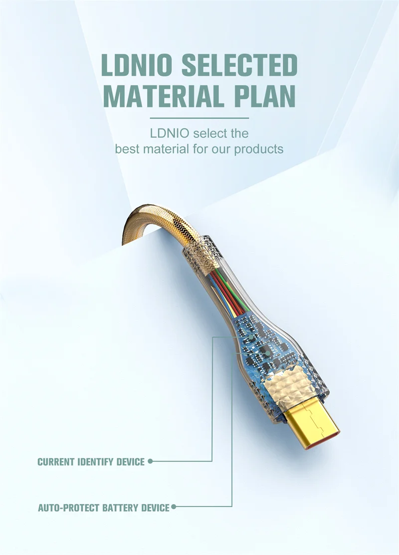 LDNIO LS651 30W Fast Charging USB Cable - Gold Color 1m