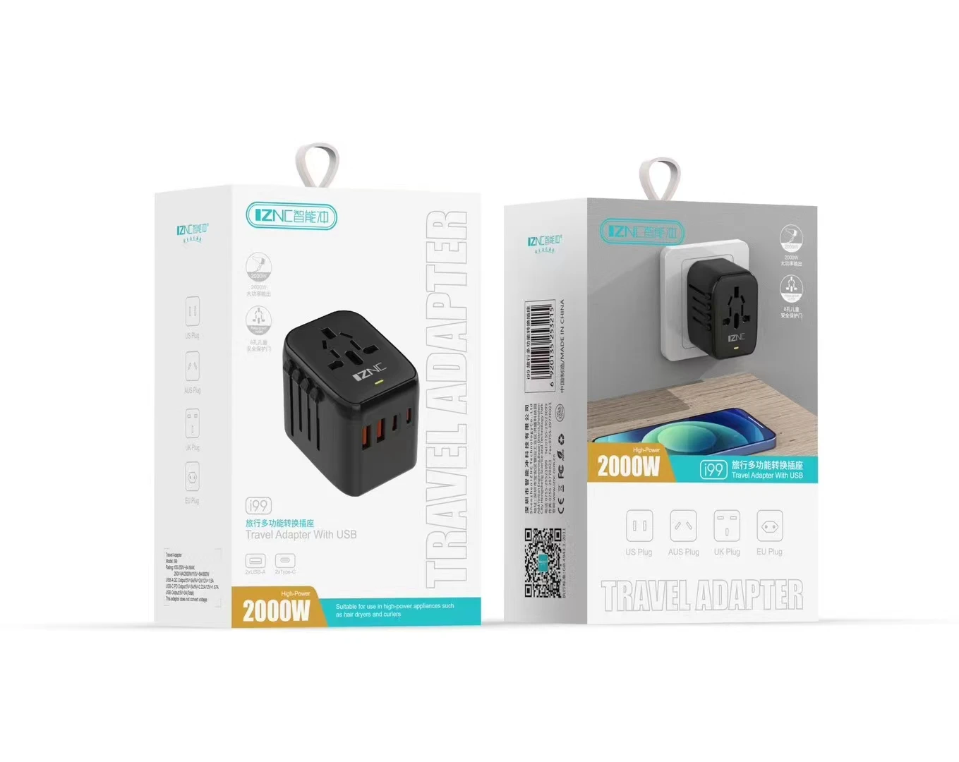 Uk To Eu Travel Adapter Universal International 100w Travel Power ...