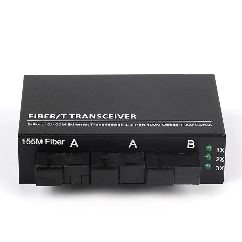 3 Fiber Port 2 RJ45 10/100M Fiber Optic Media Converter Single Mode ...