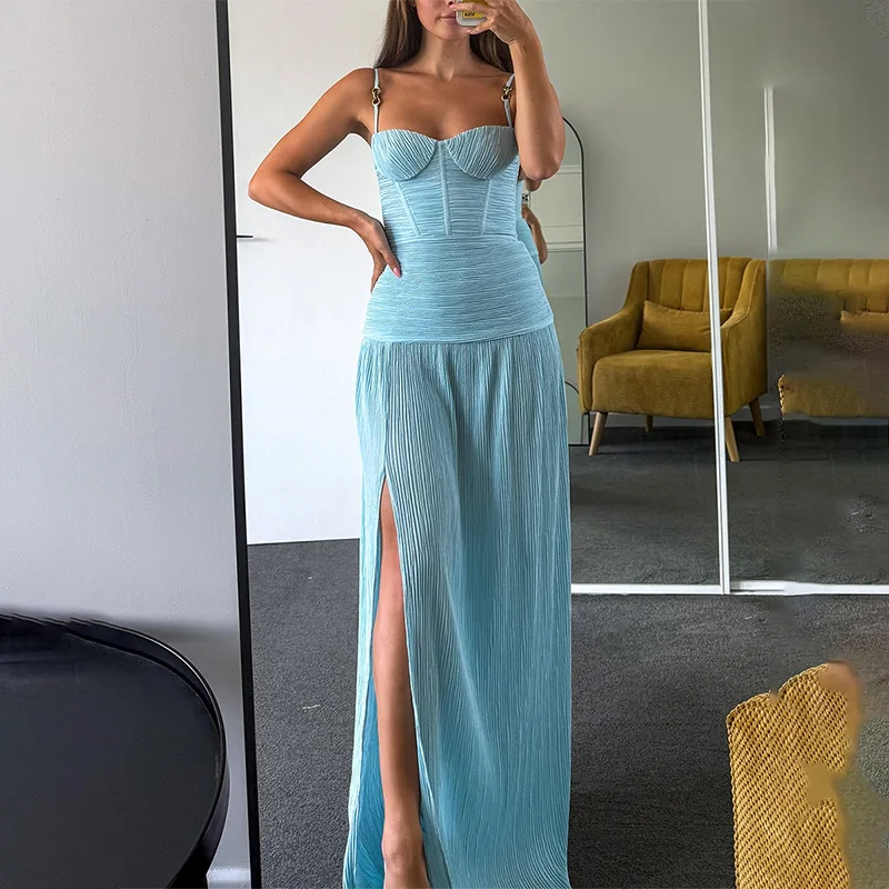 AELESEEN 2025 Summer Elegant Dress Women's Sleeveless Spaghetti Strap ...