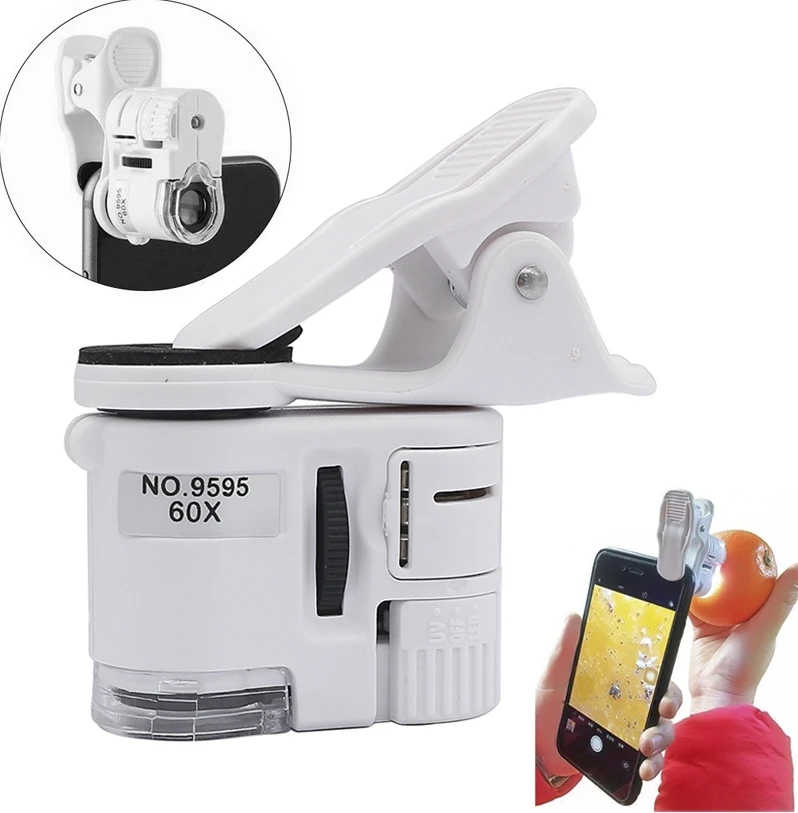 Universal Clip Microscope LED 60X - Jewelry Detecting Tool