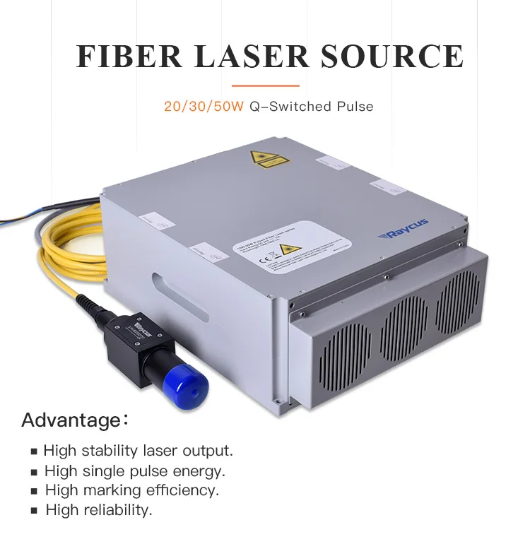 Raycus 20w 30w 50w Q-switched Pulse 1064nm Fiber Laser Source Output ...