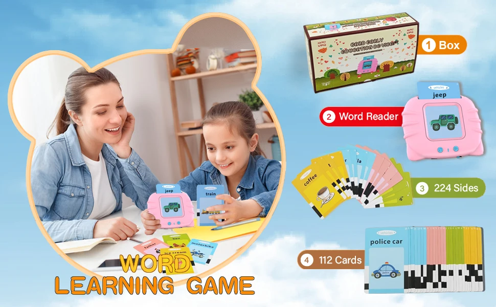 Talking Cartoon Flash Cards For Kids 112 Pcs Educational Learning ...