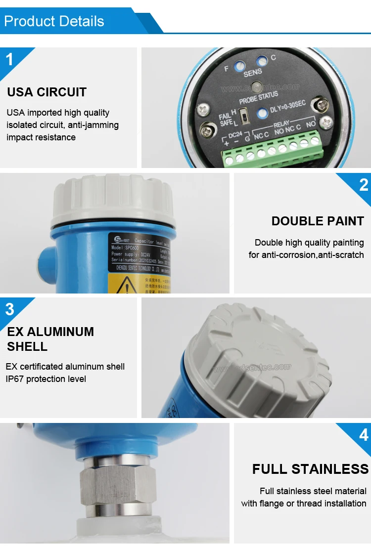 Capacitance Level Transmitter Electrode Water Liquid Level Sensor Switch Level Control Sensor ...