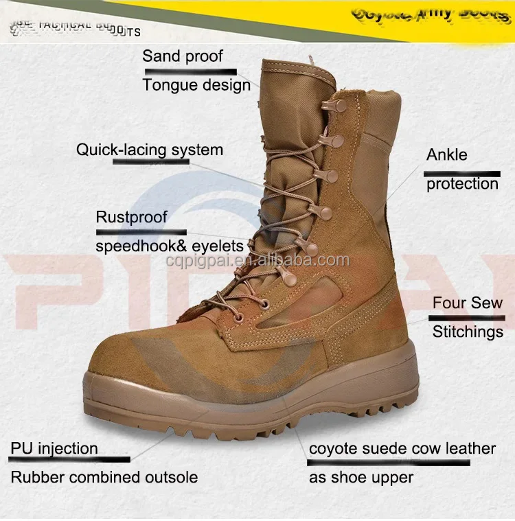 Wholesale Customized Coyote Leather Security Boots for Kenya