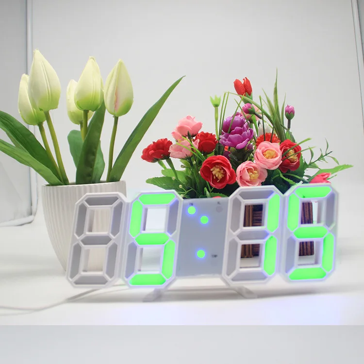 Modern Smart 3d Led Table Wall Clock Nightlight Watch Alarm Clock For ...