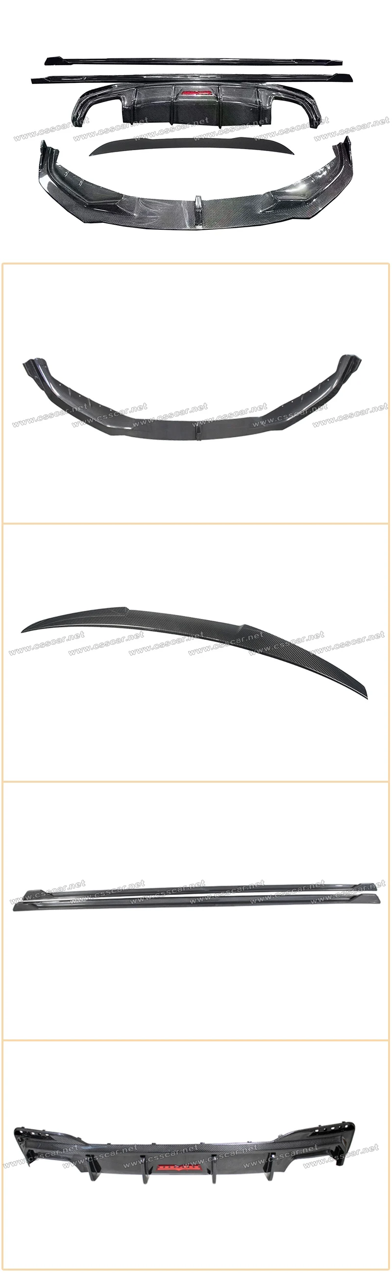 Car Modified Parts Commas Style Front Lip Rear Ducktail Dry Carbon ...
