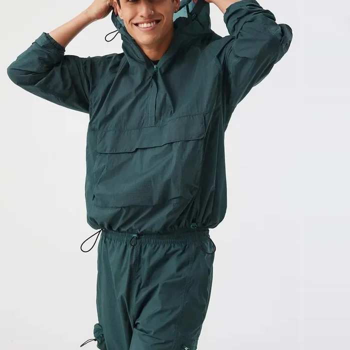 OEM custom mens sweatsuit sets nylon windbreaker jacket two pieces ...