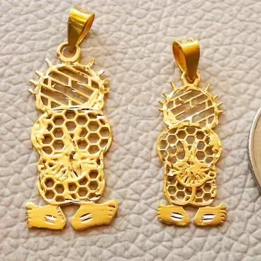 Handala 21k Gold Palestine Refugee Symbol Pendant With Disco Chain Gold ...