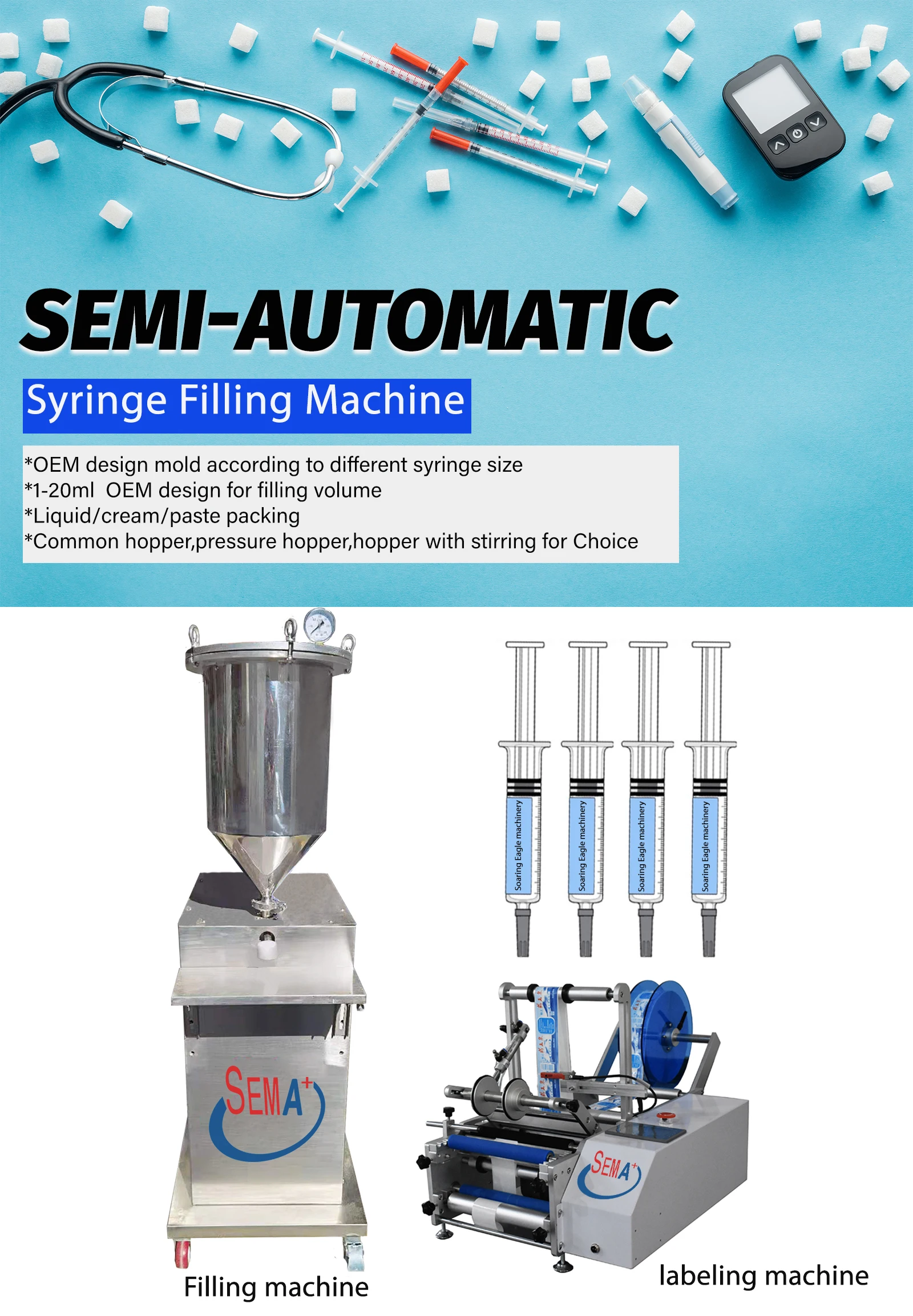 Semi Automatic Tube Small Bottles Horizontal Printer Syringe Labeler ...