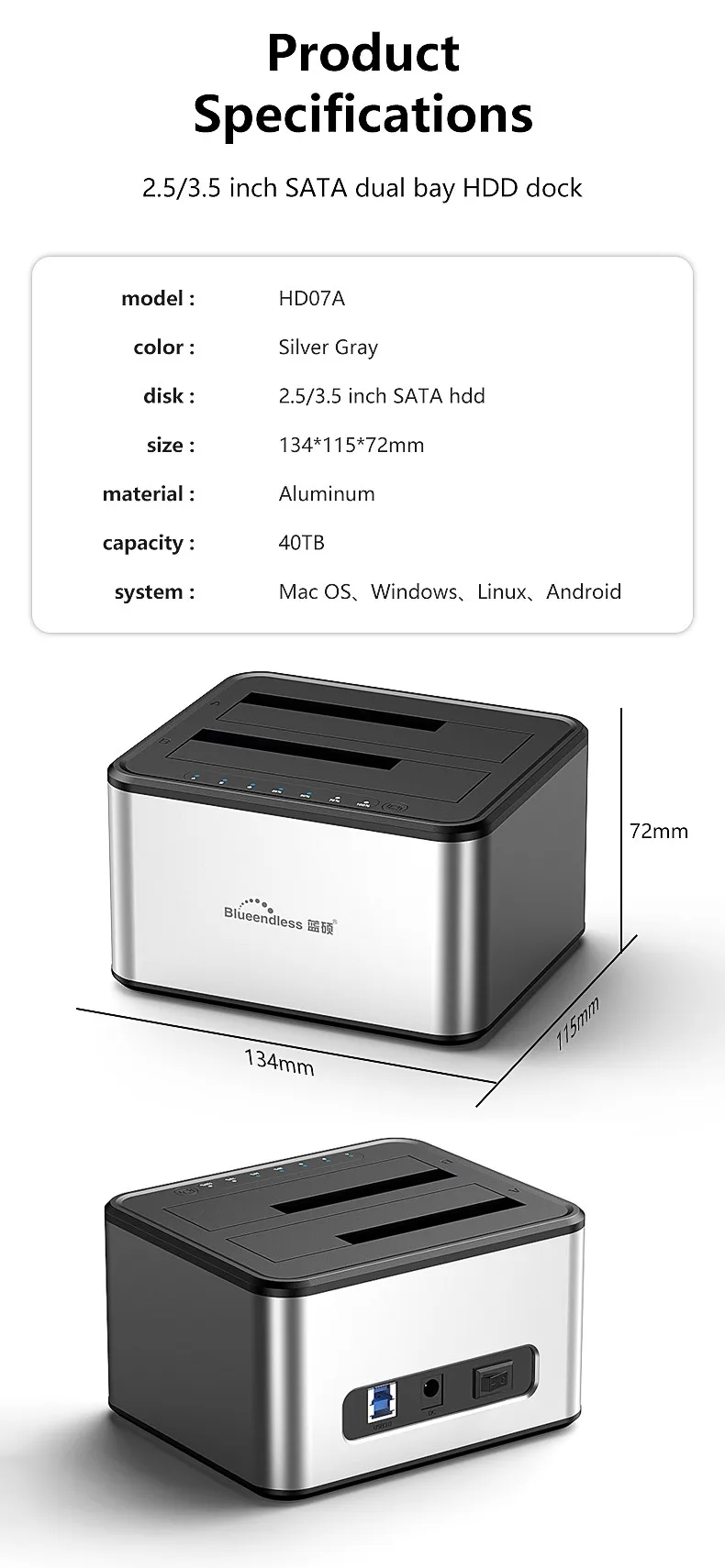 HDD Clone Station - Efficient 2 Bay SATA Docking Solution