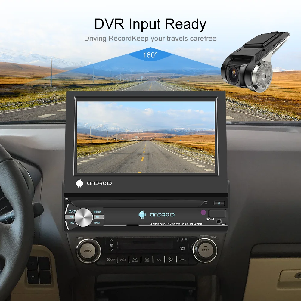Universal 1 Din Android 10 Car Radio Autoradio 7" Retractable Touch ...