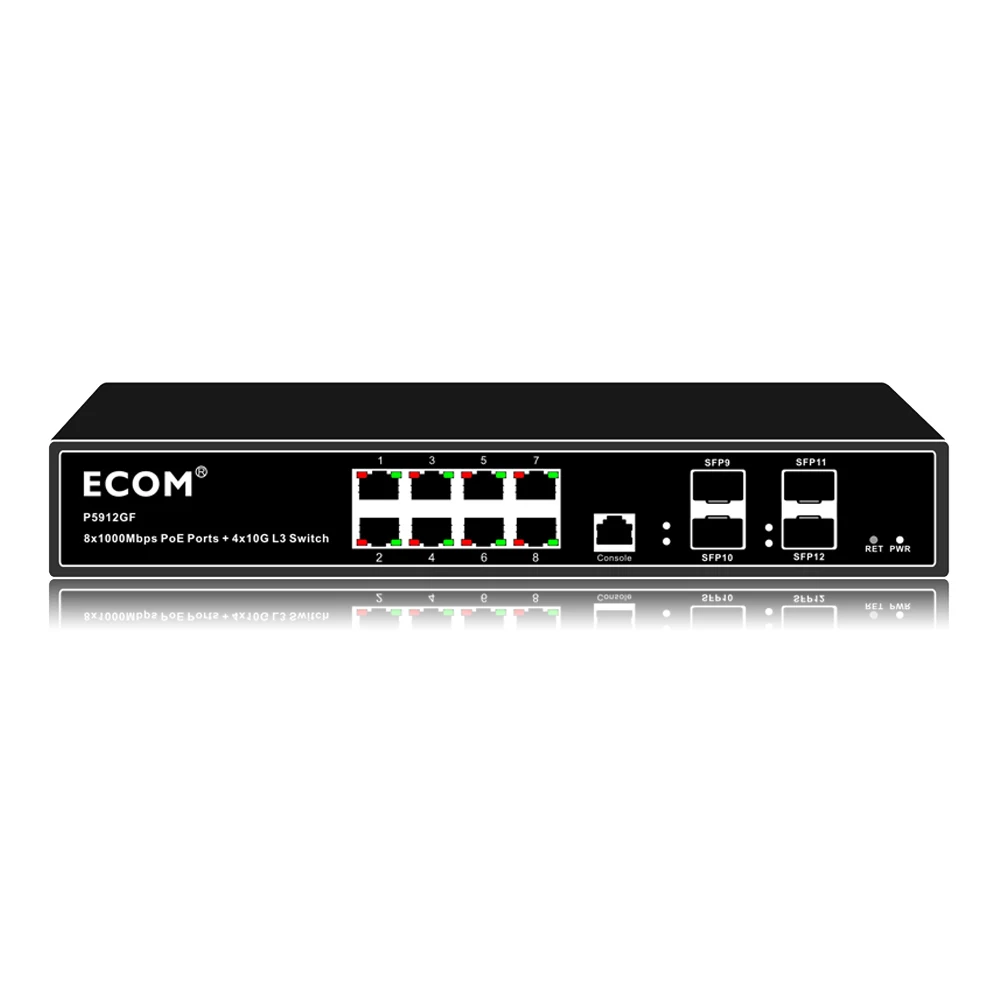 Ecom S5912gf 8x1000mbps-tx + 4x10g Fx L3 Managed Ethernet Switch 24 Ports Gigabit Network Switch ...