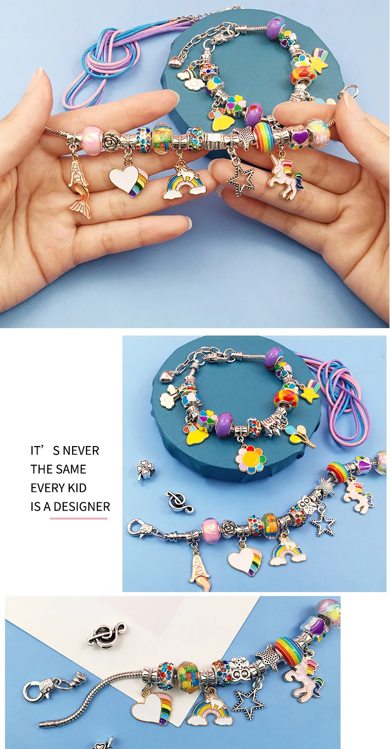 Cartoon Kids Diy Bracelet Set With Jewelry Gift Box Fantasy Girls ...