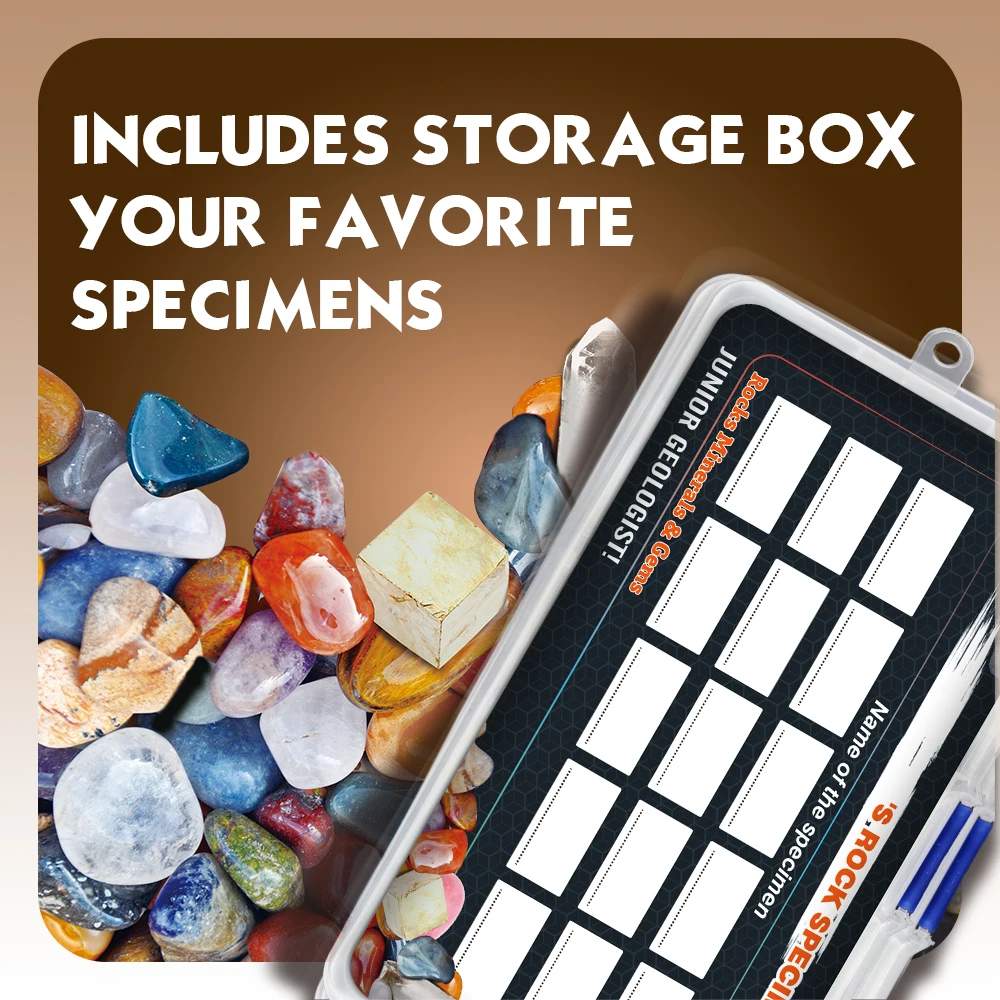 Rock Science Collection Kit with Geography Gemstone Collection Plastic ...