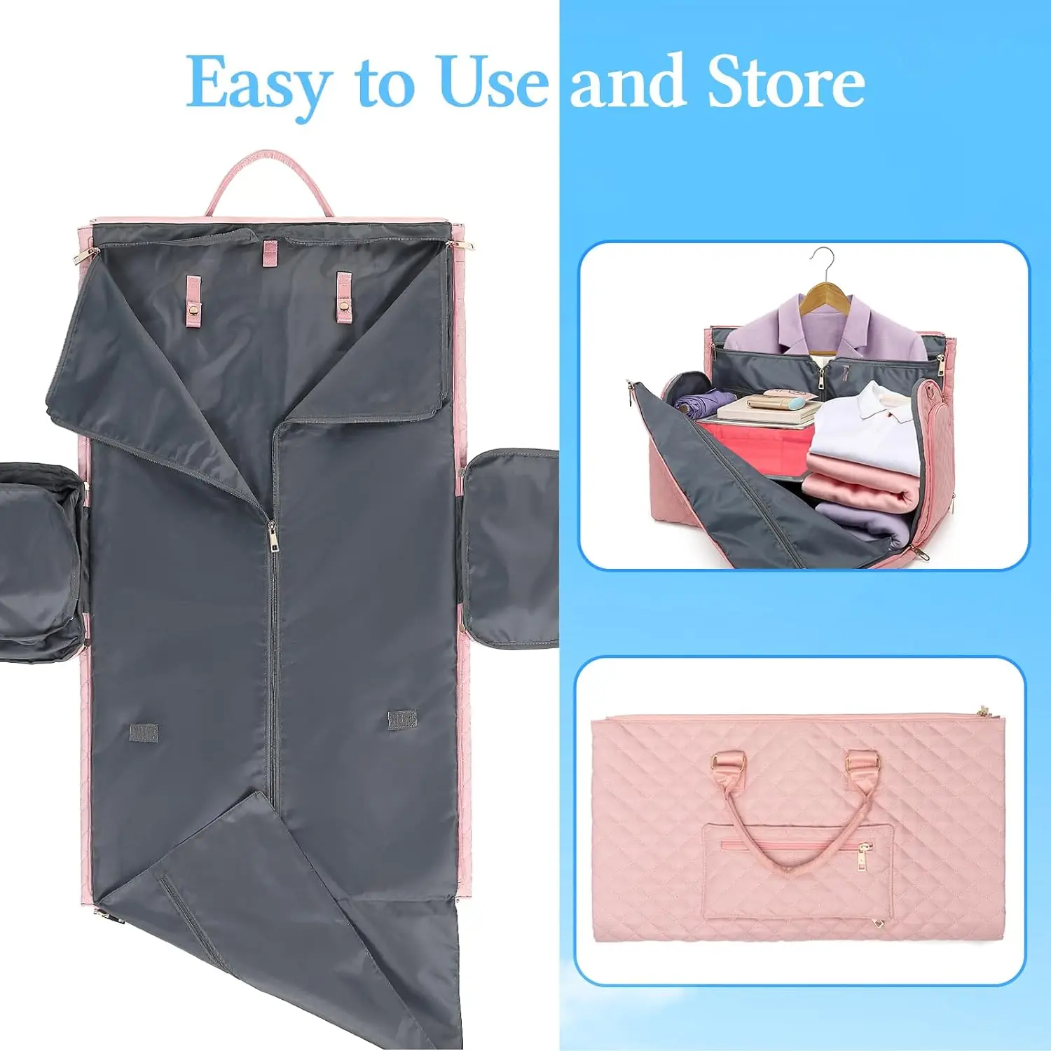 Women Travel Bags & Hanging Suit Bag With Shoe Pouch 2 In 1 Detachable ...