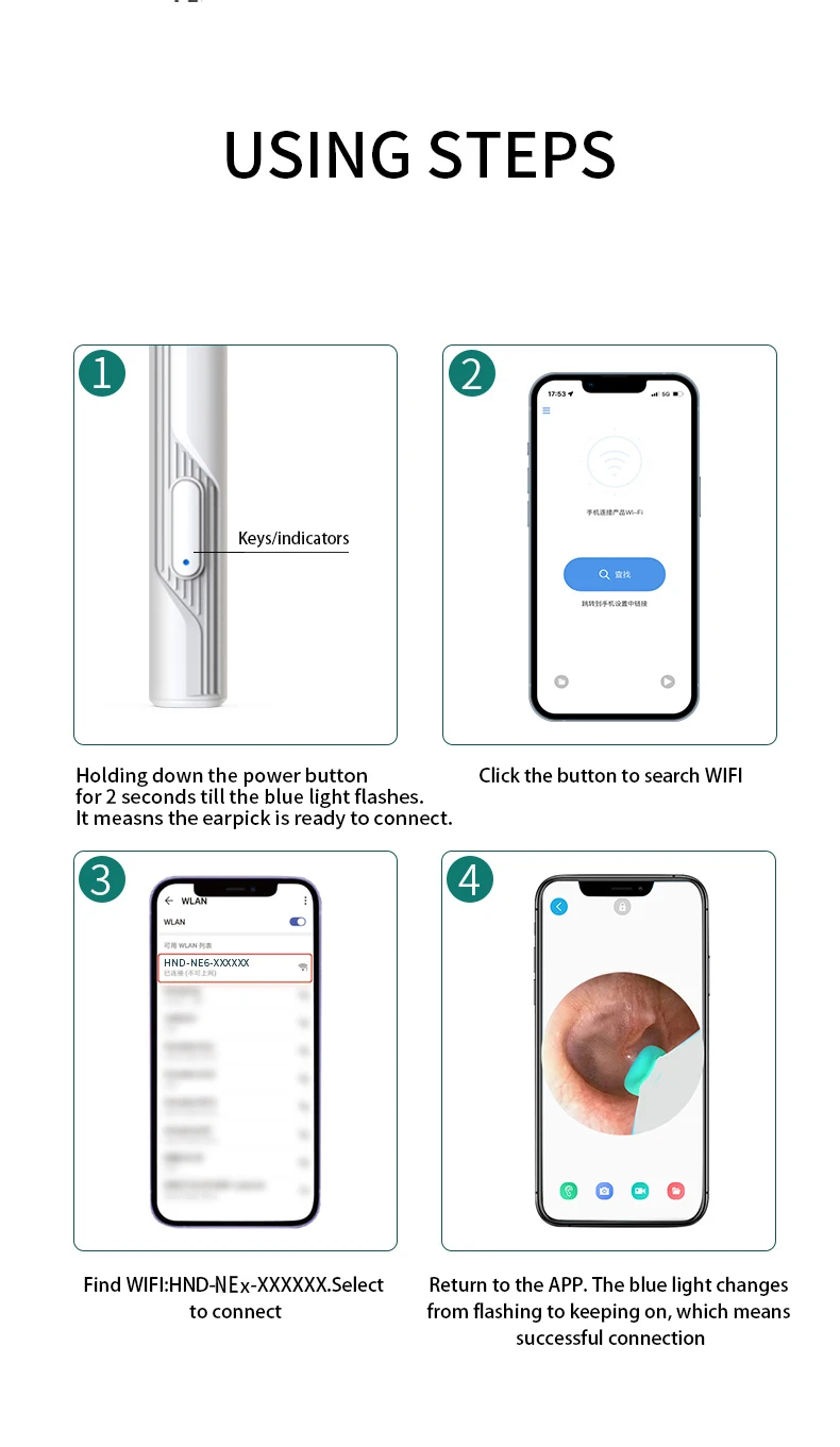 H02 Black Visual Ear Picker/wireless Cleaning Spoon/high-definition Ear ...