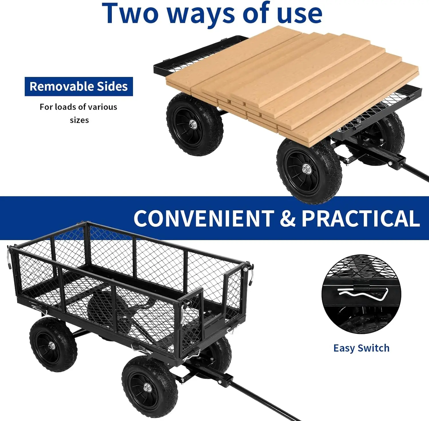4 Wheels Garden Cart - Durable, Versatile, and Collapsible