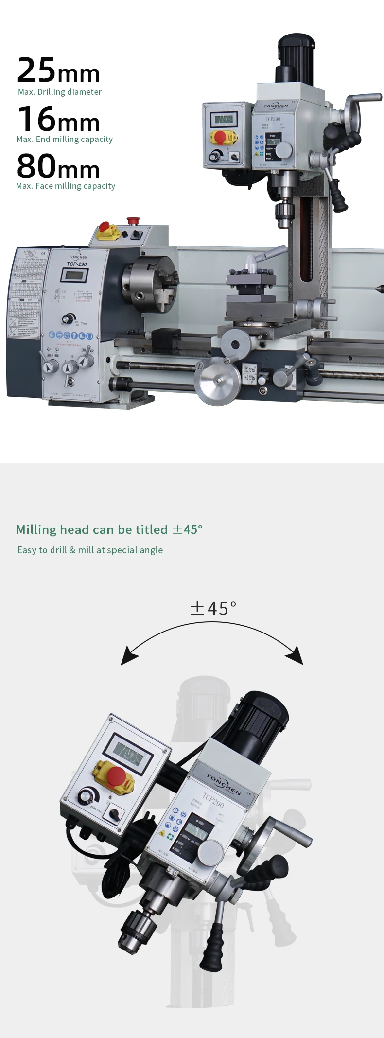Tcp-290 Multifunction Combo Manual Lathe Machine Milling Machine - Buy ...