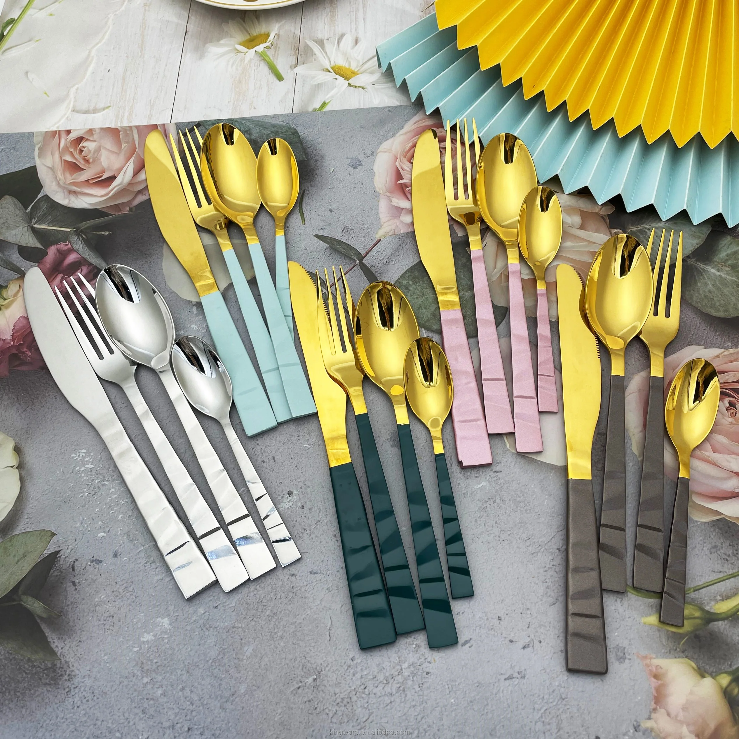Stainless Steel Cutlery Sets Gold Flatware Household Supplier Table ...
