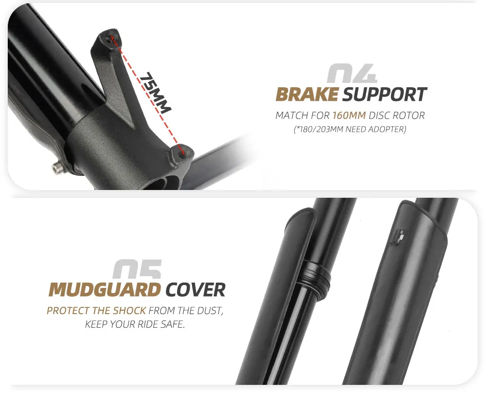 20/26inch Reverse Fork Air Suspension Ebike Mtb Snow Bicycle Fork Shock ...