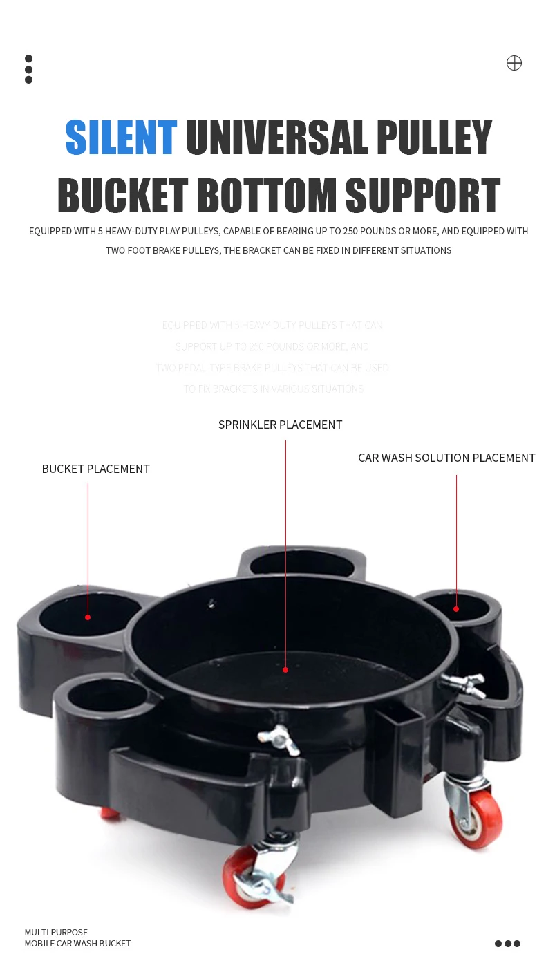 Car Wash Bucket Dolly Plastic Auto Detailing Bucket Organizer Mobile ...