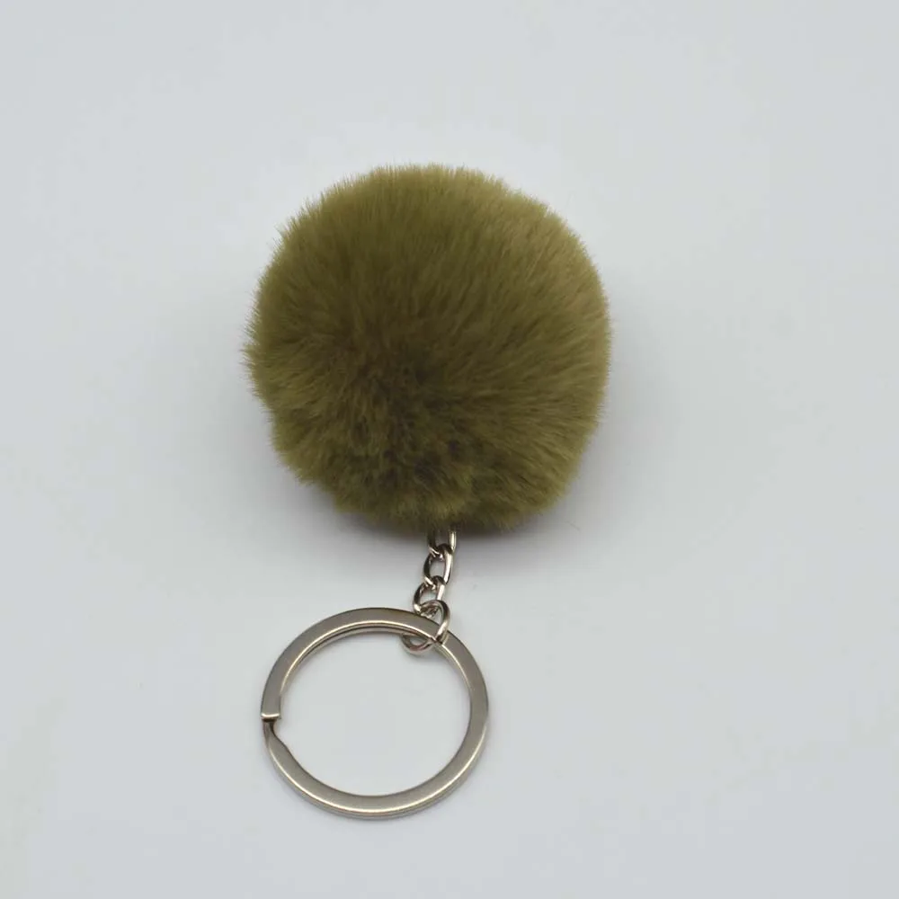 5cm Diy Silver Cute Puffy Plush Fluffy Fur Balls Pompom Pom Keychain ...