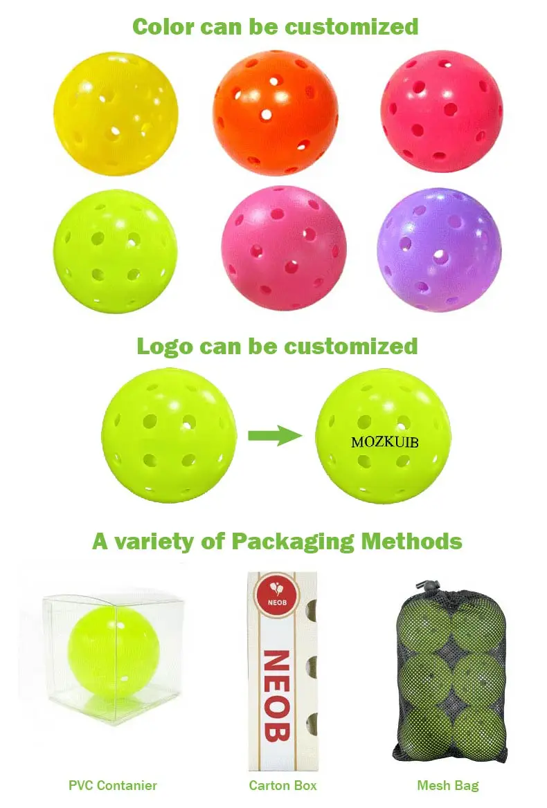 MOZKUIB USAPA Approval 40 Hole Pickleball Balls Outdoor Sports ...
