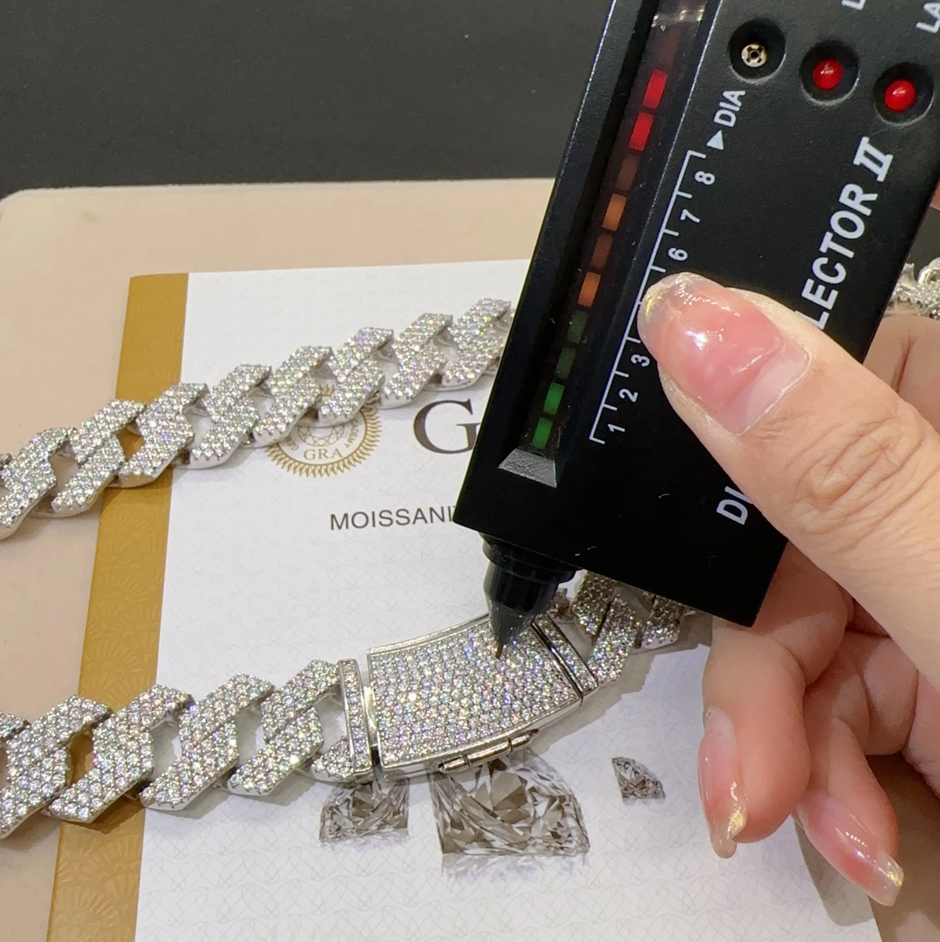 Luxury Hip Pop Chain 18mm 3row Round Brilliant Cut 925 Silver Vvs ...