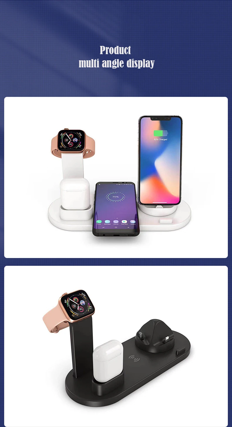 Promotion Muti Function 6 In 1 Wireless Charger Watch Holder Earphone