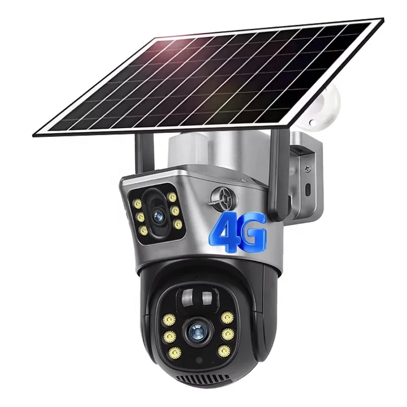 2mp 4mp V380 Solar Camera 4g Wifi Outdoor Dual Lens Pir Motion Detection Home Security ...
