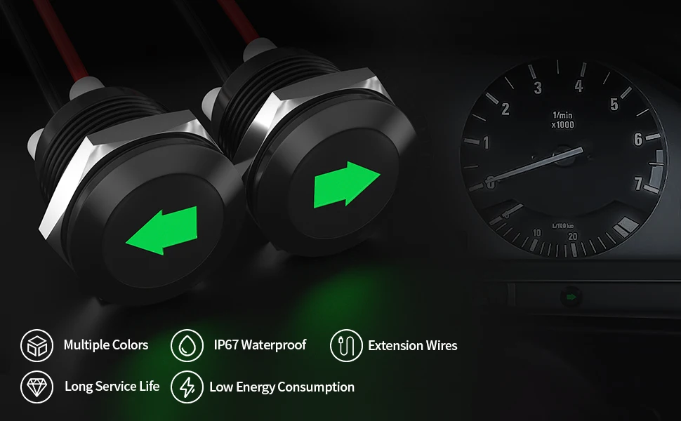 Ip67 Waterproof 12 Volt Led Indicator Lights Green Led 12mm Led ...