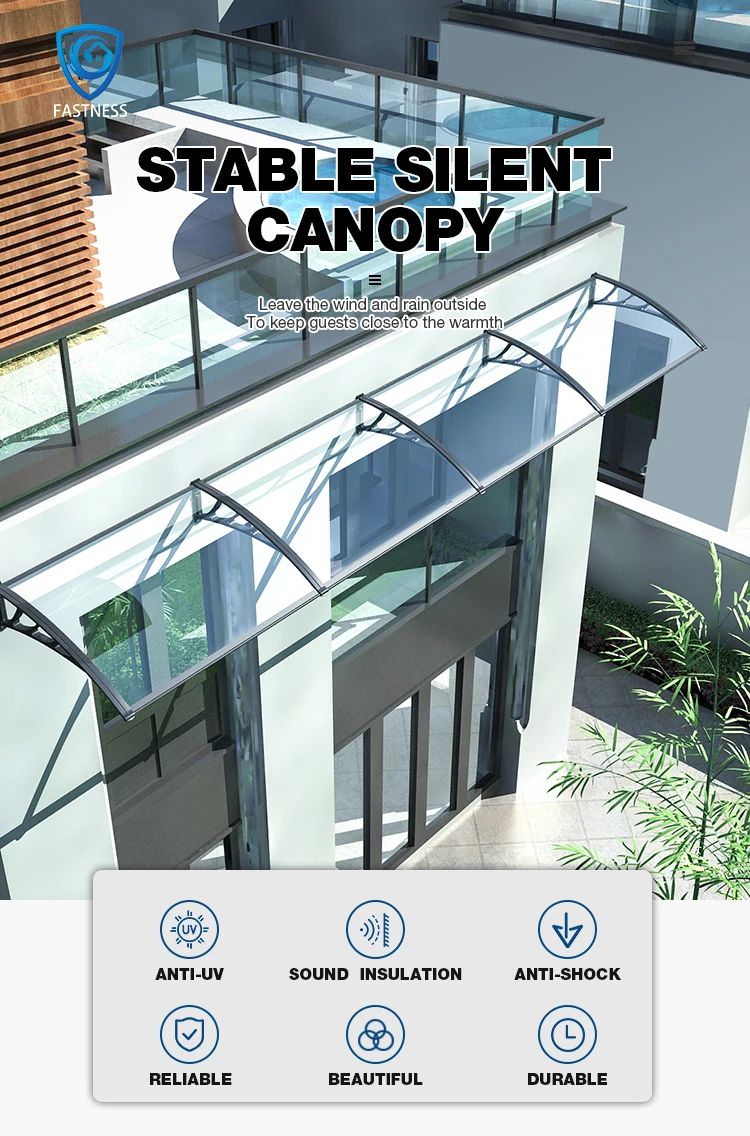 Durable Polycarbonate Canopy for Door Awnings - Wind Resistant