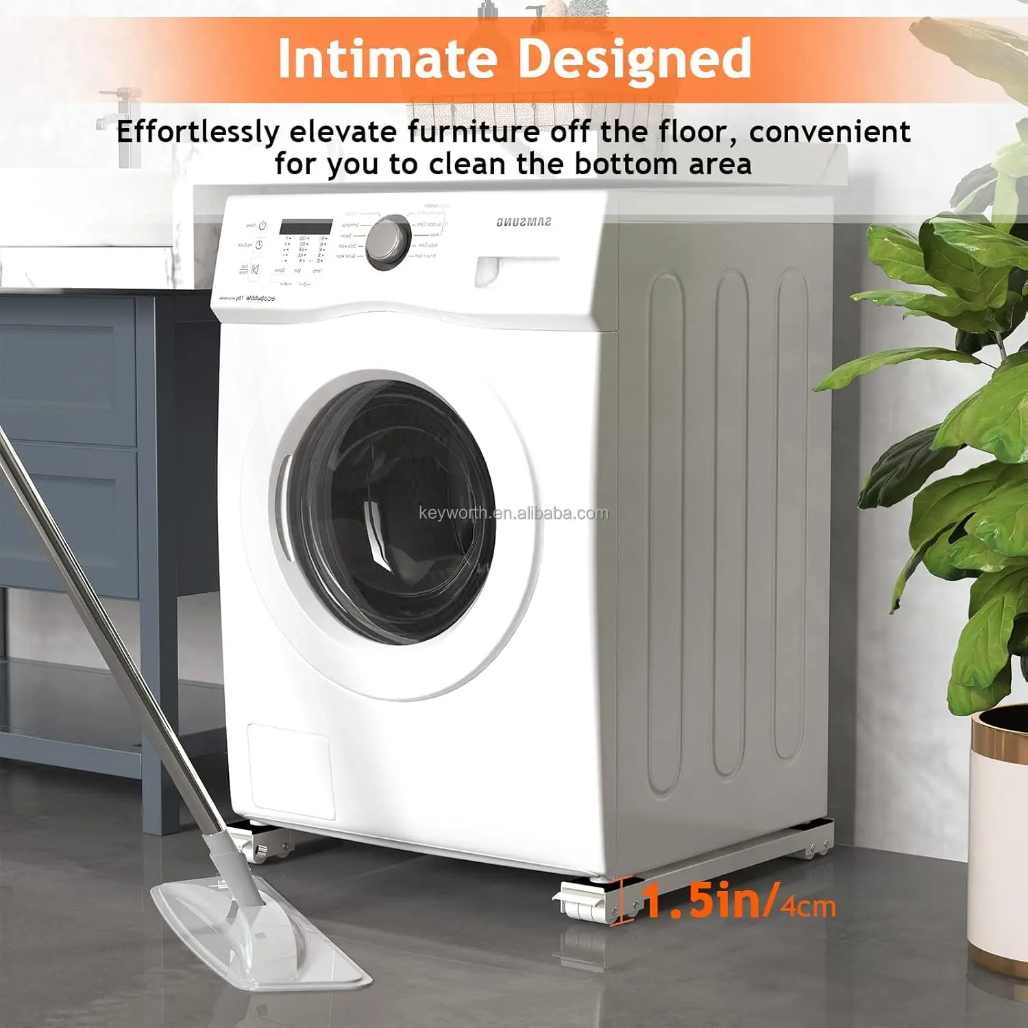 Washing Machine Stand with Wheels,360 Degree Rotating,Telescoping ...