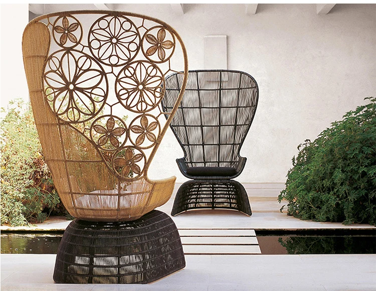 Rattan Chair Single Garden Roof Chair Designer Courtyard Balcony Rattan ...