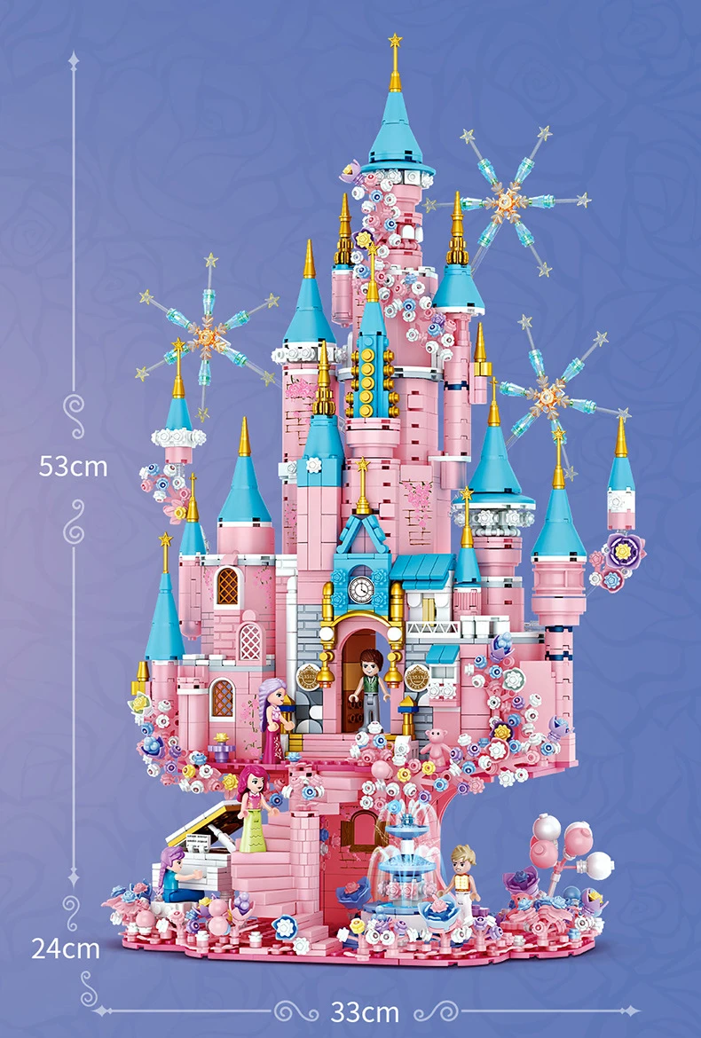 Light Princess House Rose Castle Assemble Model Girl Fairy Tale Spin ...