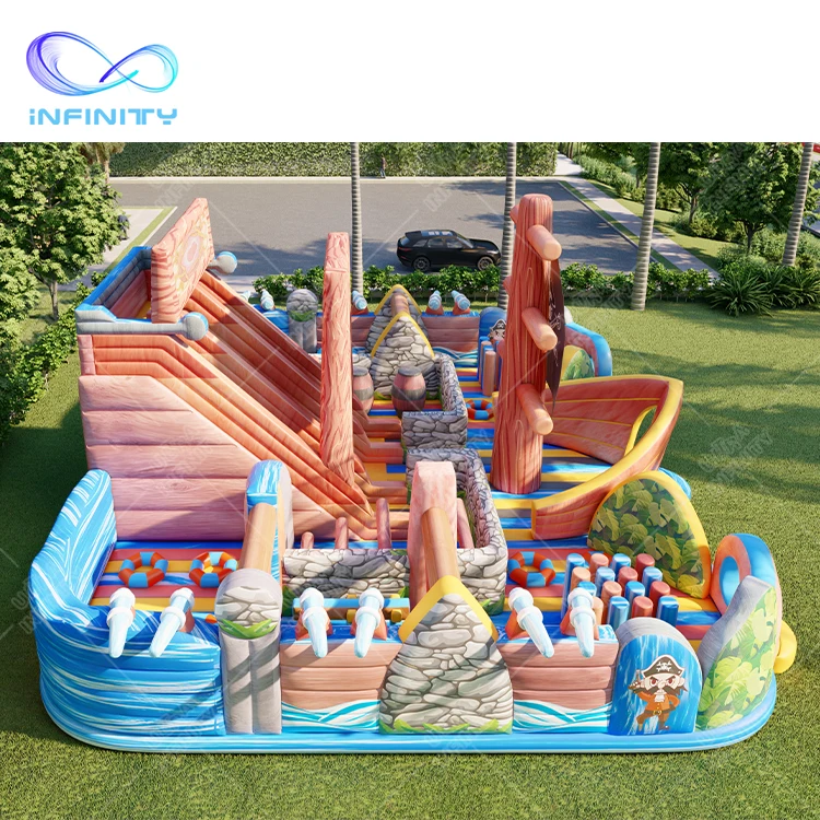 New Design Pirate Ship Theme Park Inflatable Park Outdoor Obstacle ...
