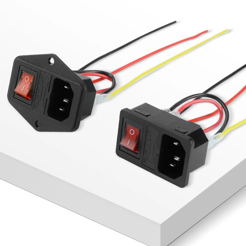 3 Pin IEC320 C14 Inlet Module Plug Fuse Switch Male AC Power Socket 10A ...