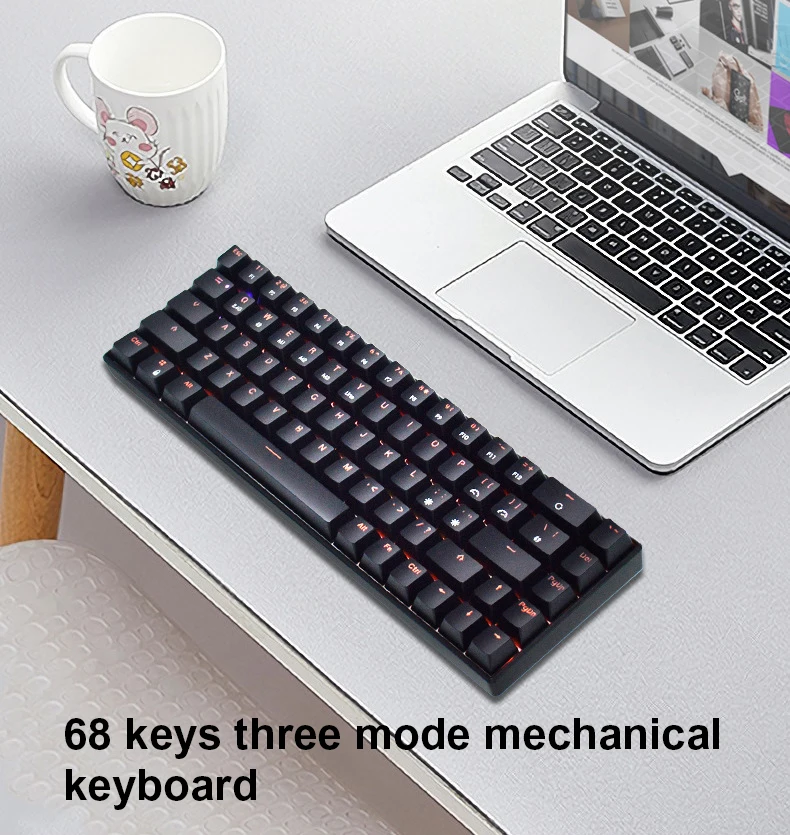 Good Quality Ergonomic 68keys Hot Swappable Wired Wireless Mechanical ...