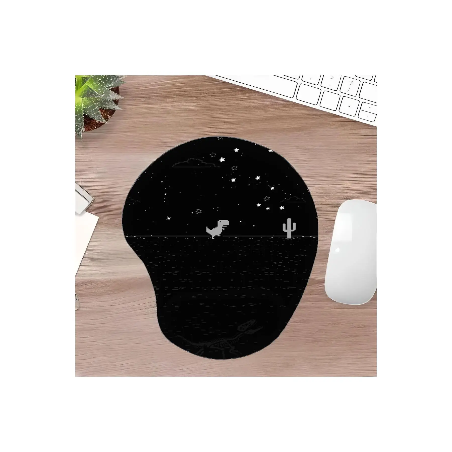 Dinosaur Game Design Cut Oval Mouse Pad With Wrist Support - Buy ...