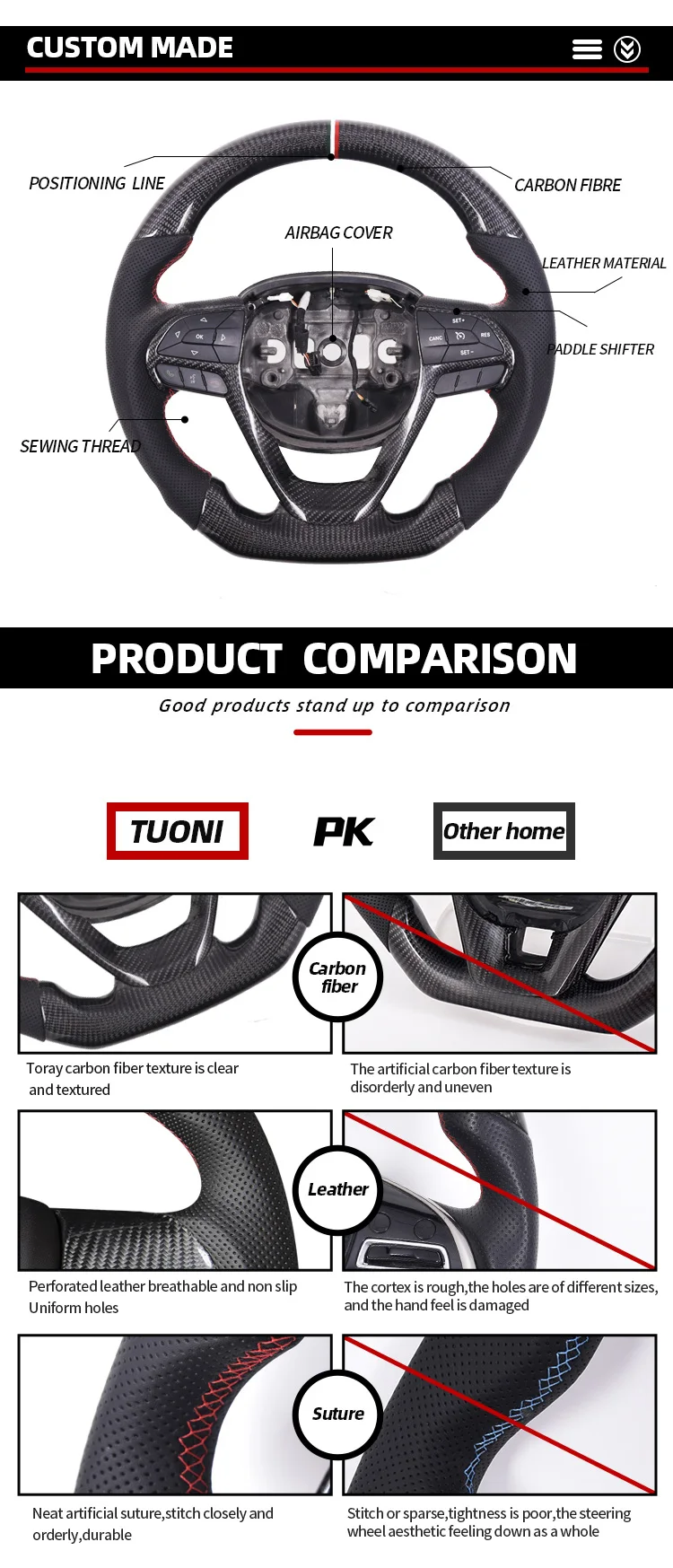 Carbon Fiber Steering Wheel For Jeep Grand Cherokee Srt Wrangler Jk Jl ...