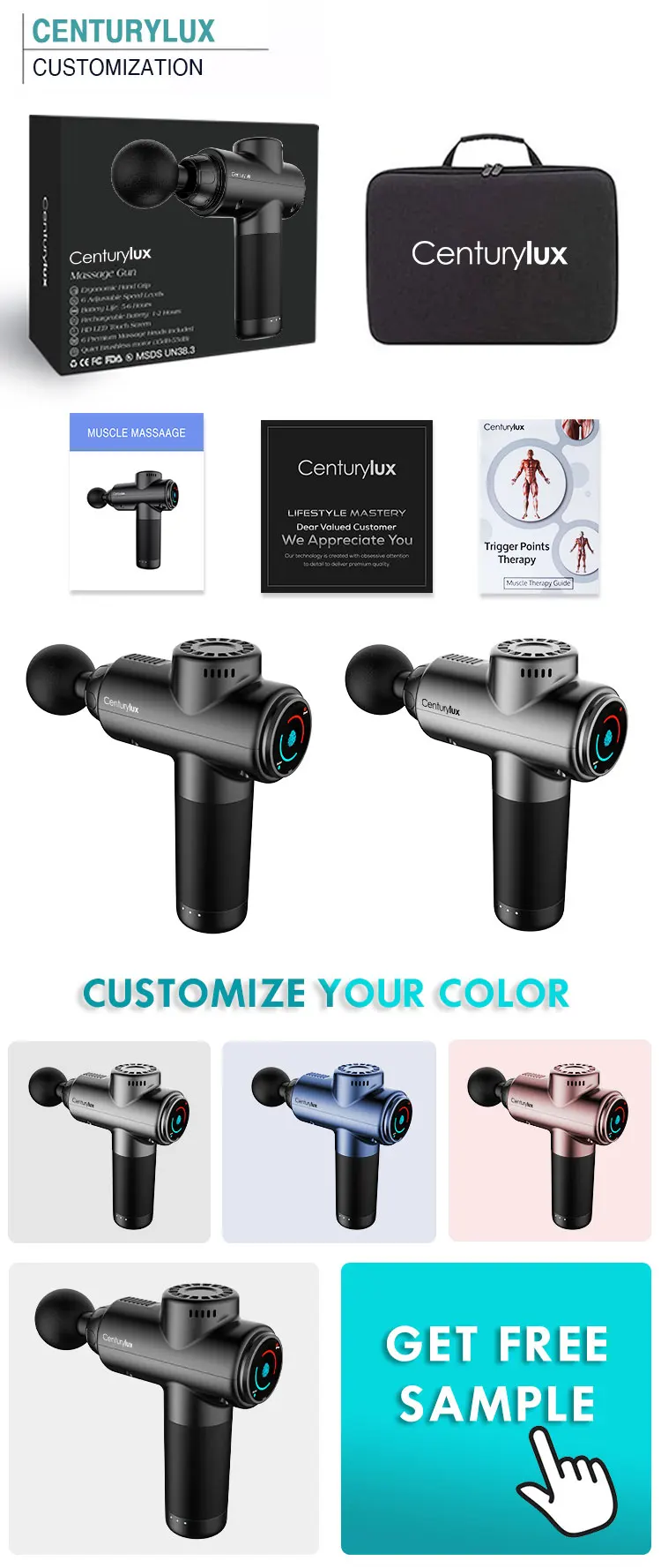 Brushless Men Muscle Fitness Sport And Relax Massage Portable Fascia ...